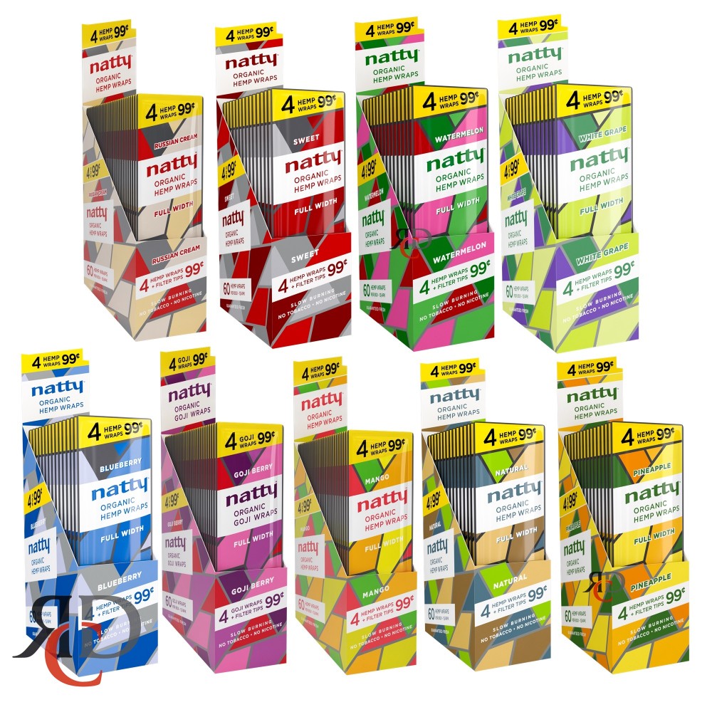 NATTY HEMP WRAPS FULL WIDTH 4PK (FILTER TIPS INCLUDED) 15CT/