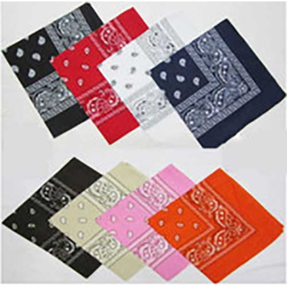 COLOURFUL PACK OF PAISLEY PATTERNED BANDANAS NECK SCARFS,
