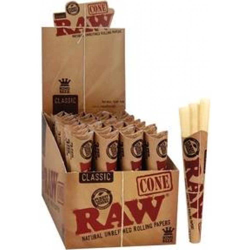 RAW KING SIZE CLASSIC CONE CIGARETTE ROLLING PAPERS 32CT ...