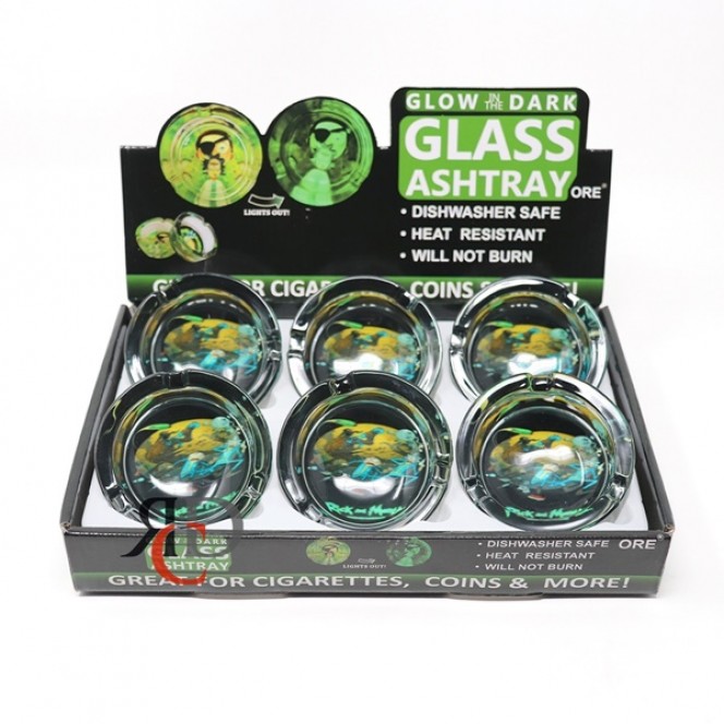 GLOW IN DARK GLASS ASHTRAY 6CT/ DISPLAY - RM FALLOUT