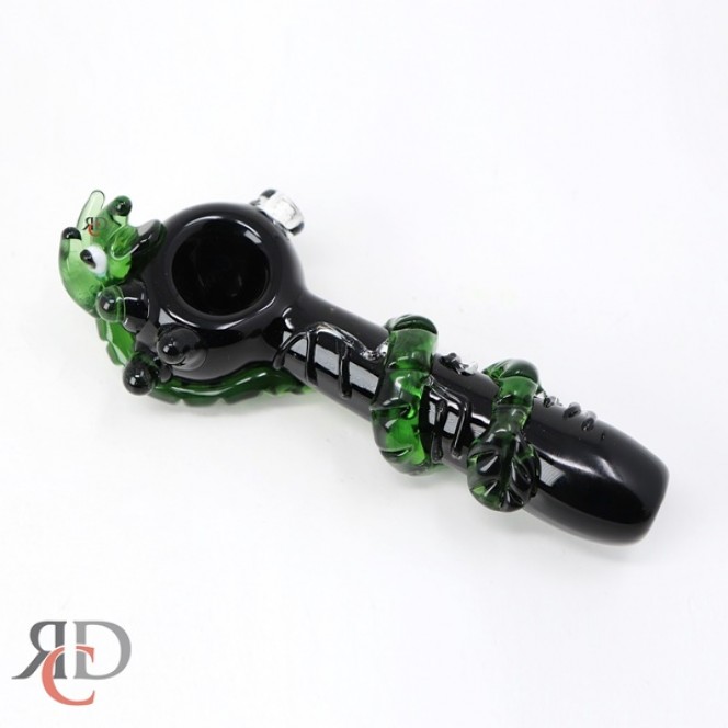 GLASS PIPE BLACK TUBE SNAKE ART DELUX GP1212 1CT