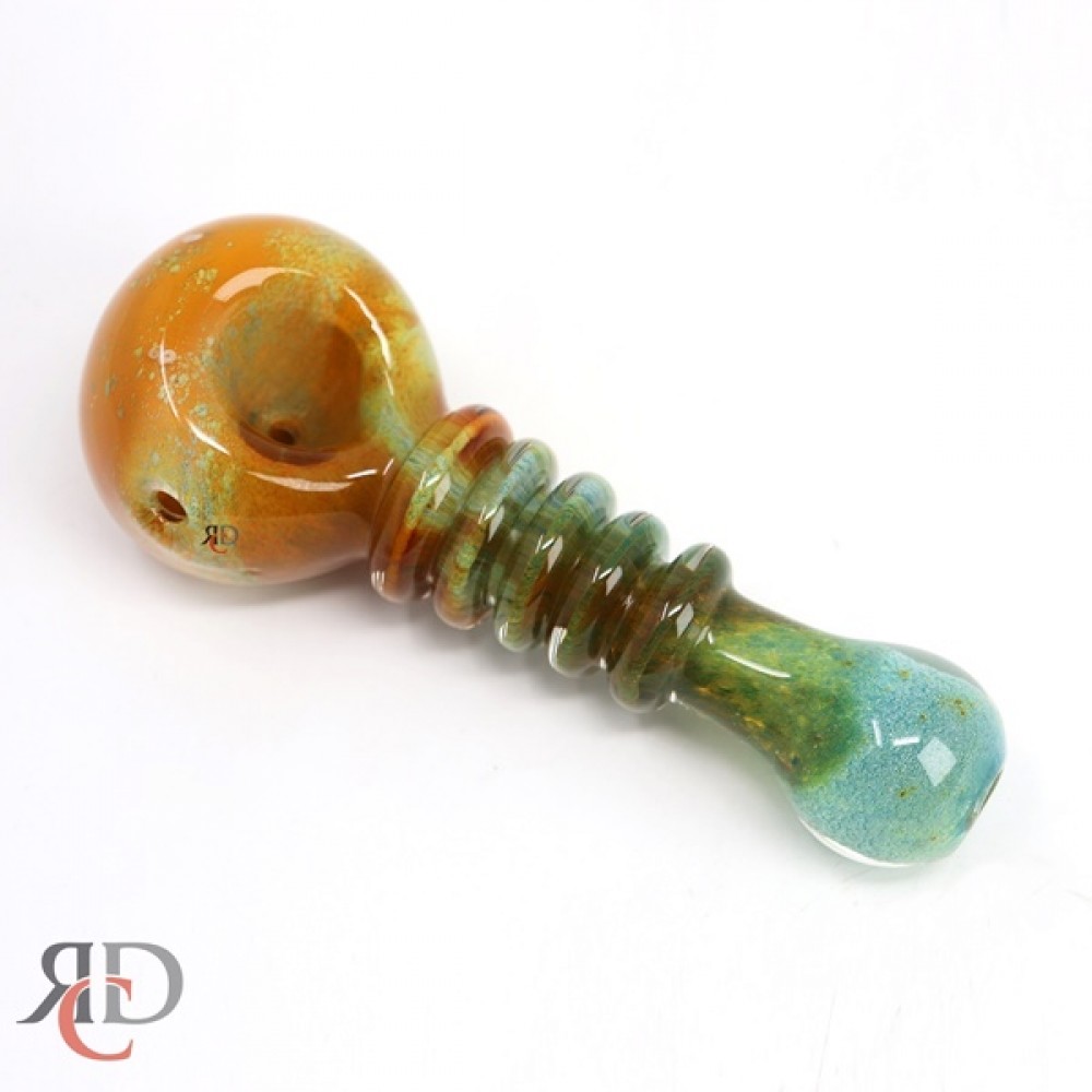 GLASS PIPE GOLDEN GREEN RIM PIPE GP959 1CT