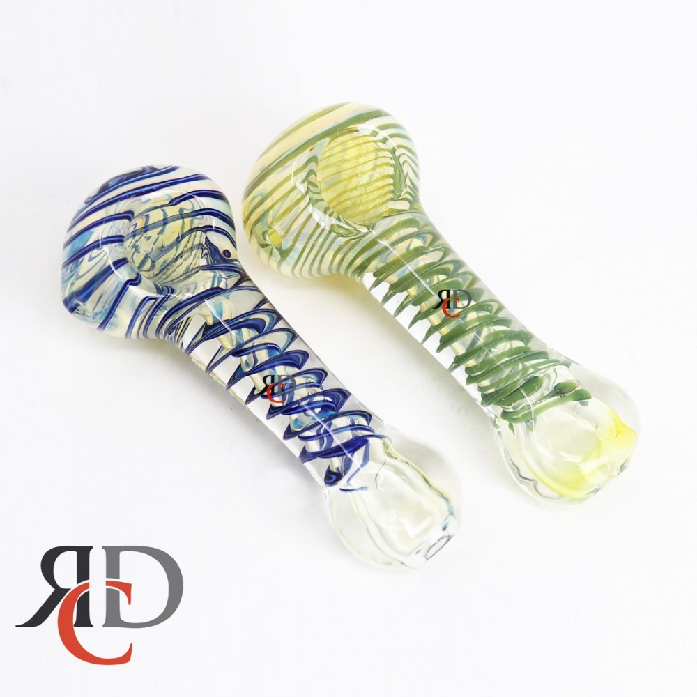 GLASS PIPE SWIRAL ART FANCY FLAT MOUTH GP2680 1CT